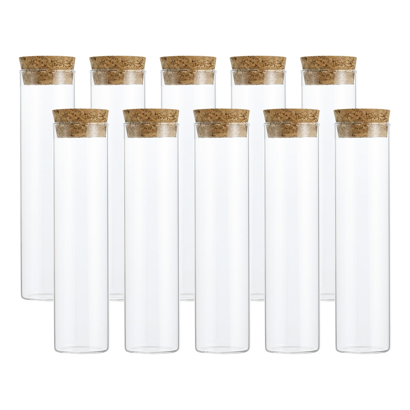 PATIKIL 60ml Test Tubes, 10pcs 4.72x1.18in Glass Clear Flat Bottom Test ...