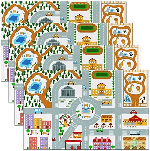 Amazon.com: 12"x18" Kids Car Table Mats Placemat Road and Traffic City ...