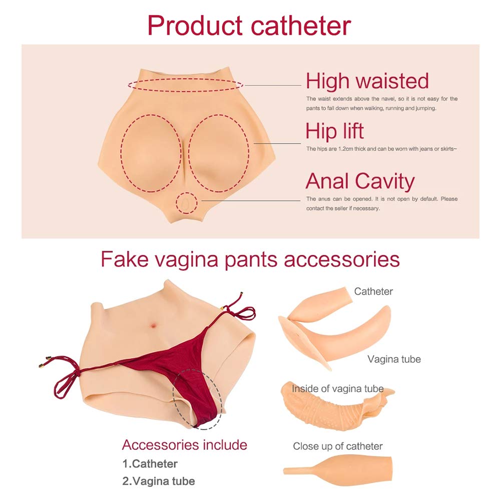 Realistic Silicone Fake Vagina Panties Sexy Fake Pussy Triangle Pants