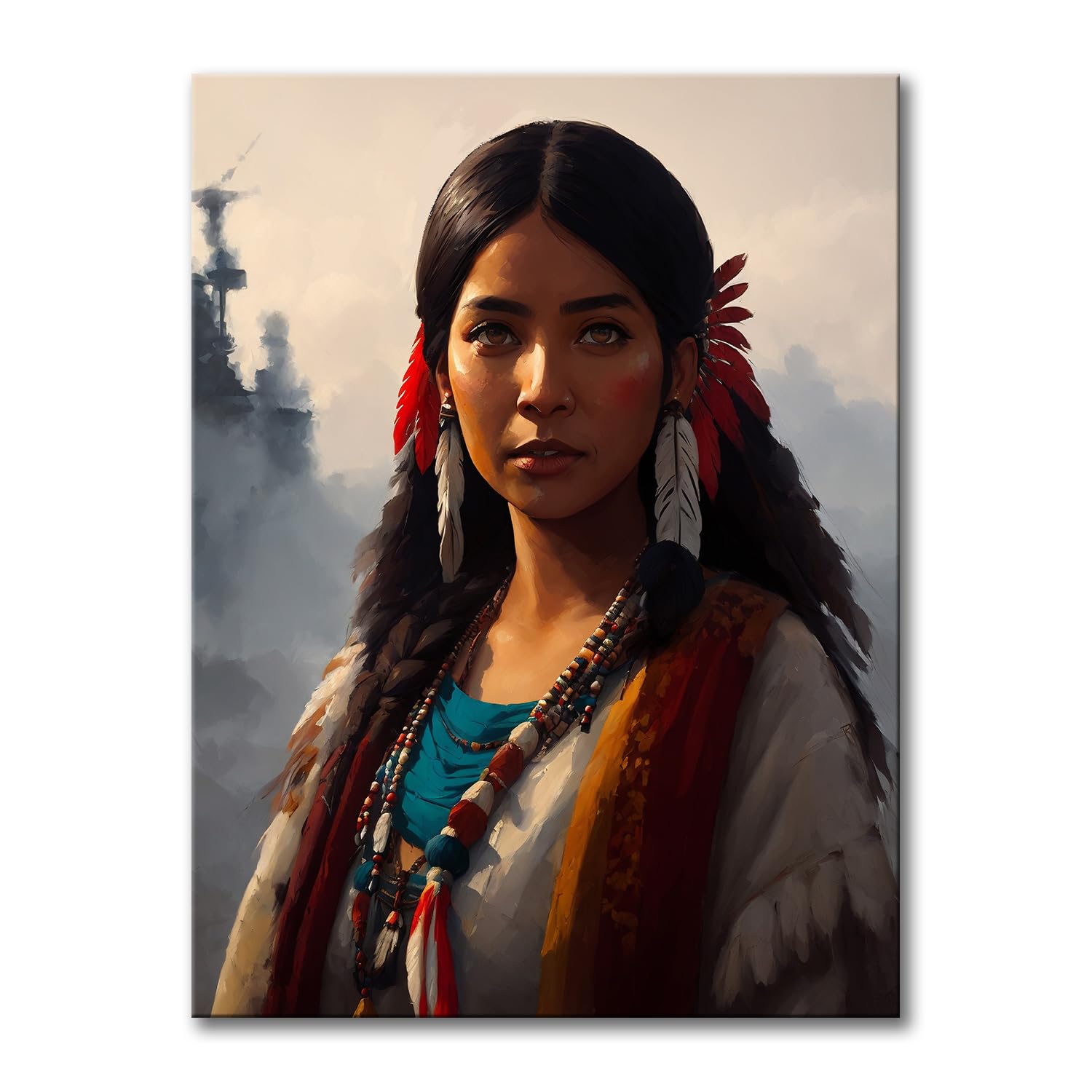 Amazon.com: Free Dreamer Native Americans Wall Art Indian Chief Woman ...