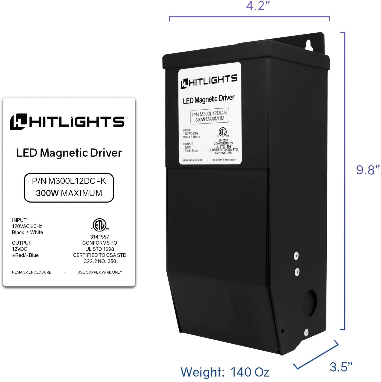 Snapklik.com : HitLights 300 Watt Dimmable Driver, Magnetic LED Driver ...