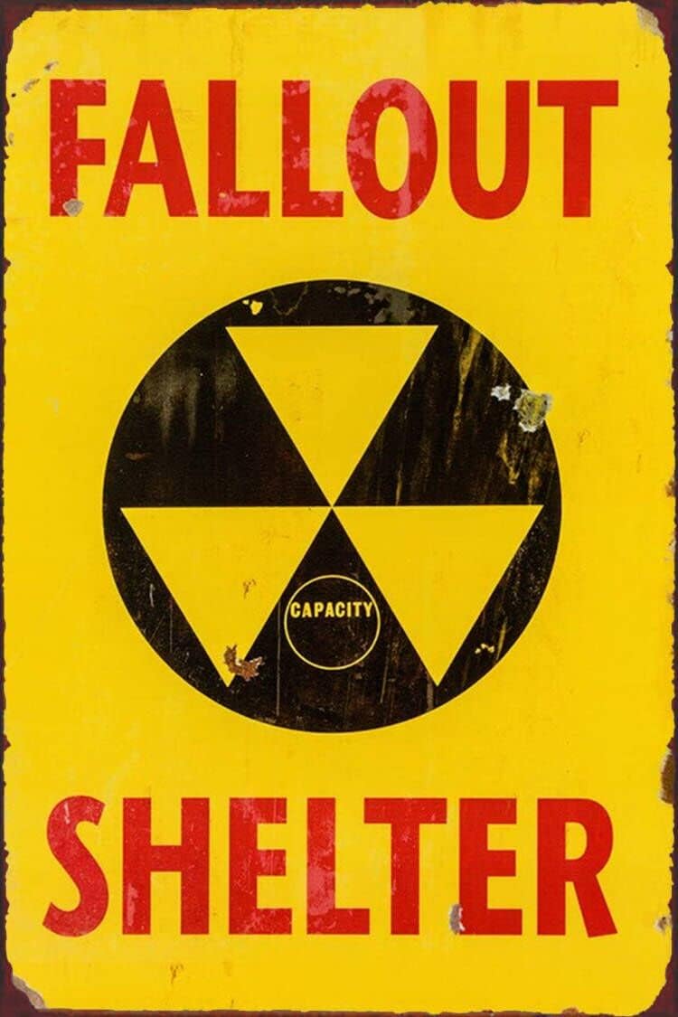 Amazon.com: Warning Nuclear Fallout Shelter Home Office Retro Metal Tin ...