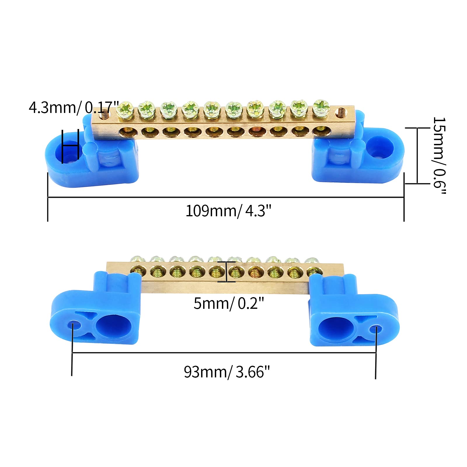 Snapklik.com : Uenhoy 5 Pcs Terminal Bus Bar 10 Positions Brass Wire ...