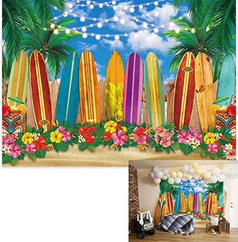 Amazon.com : BINQOO 8x6ft Summer Surfboard Beach Hawaiian Backdrop Tropical Palm Trees Blue Sky ...