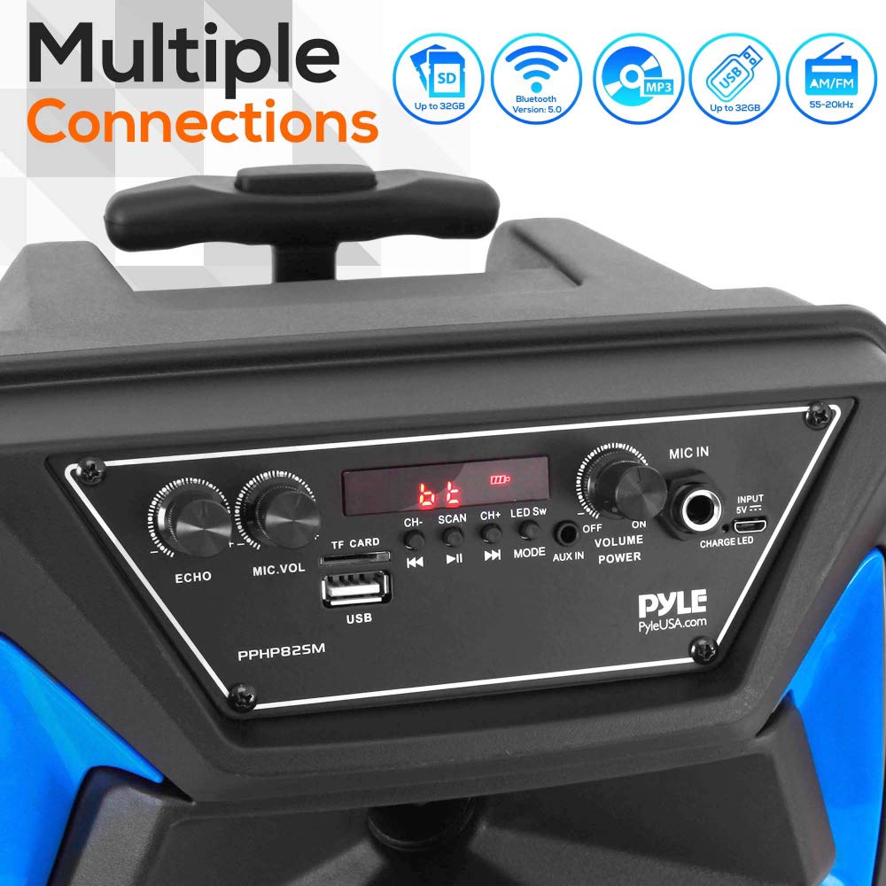 Pyle Bluetooth PA Speaker & Microphone System - Portable Karaoke ...