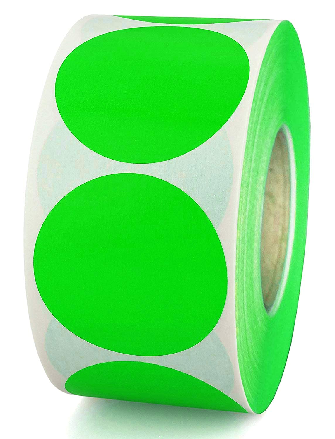 2" Circle Dot Labels -Round Writable Surface Fluorescent Green Color ...