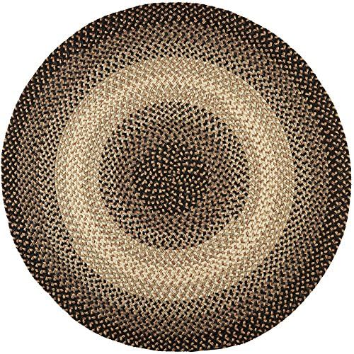 Amazon.com: Super Area Rugs Round 8X8 Black/Gray/Gold Braided Rug ...