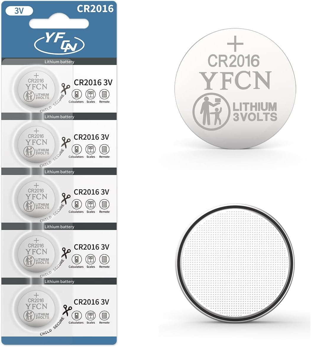 Amazon.com: YFCN CR2016 Battery 3V Lithium Battery 5 Count Pack CR2016 ...