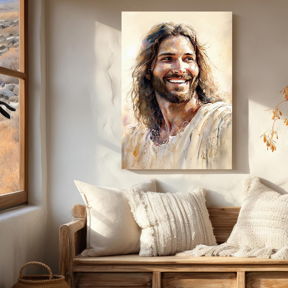 Amazon.com: Fchen art Christ Laughing Print Painting Christ Wall Decor ...