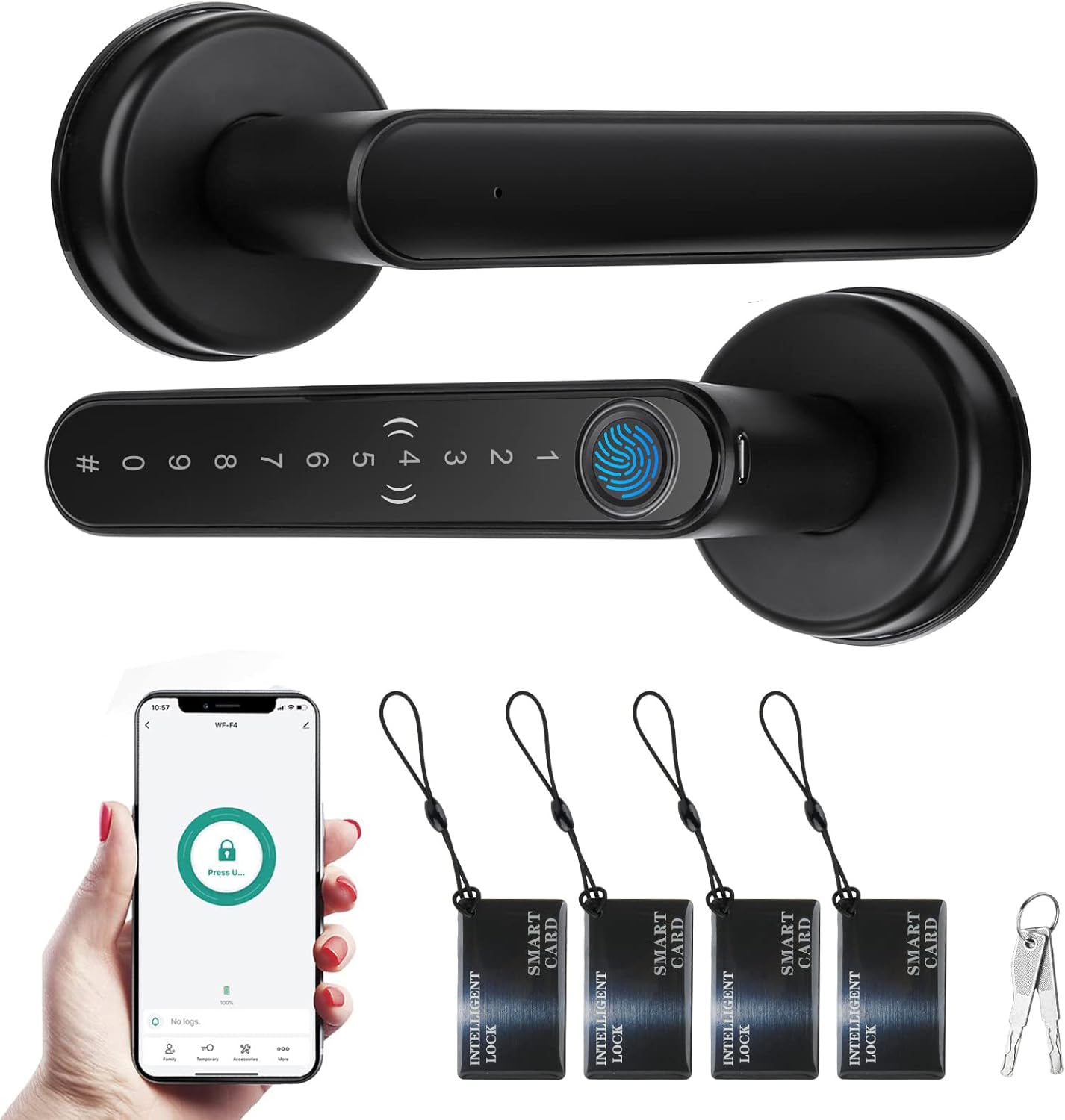 Amazon.com: Smart Door Handle, Keyless Entry Fingerprint Door Lock with ...
