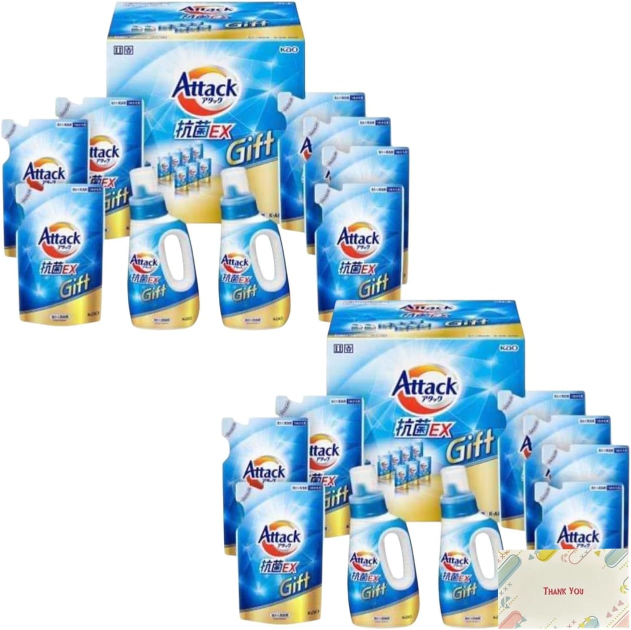 Amazon | 花王 アタック 抗菌EX ギフト KAR-50 洗濯洗剤 本体 750g 2本 つめかえ用 590g 7袋 2箱セット + Kunutonnオリジナルロゴ入りeおまけ付 ...