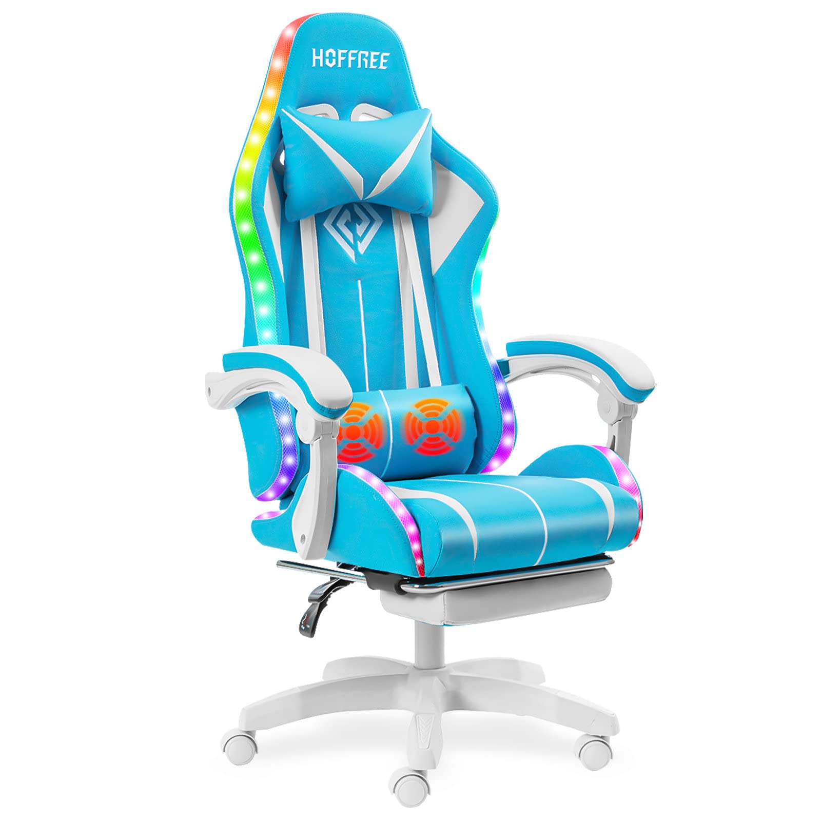 Amazon.com: RGB Gaming Chair with Massage and LED Lights Ergonomic ...
