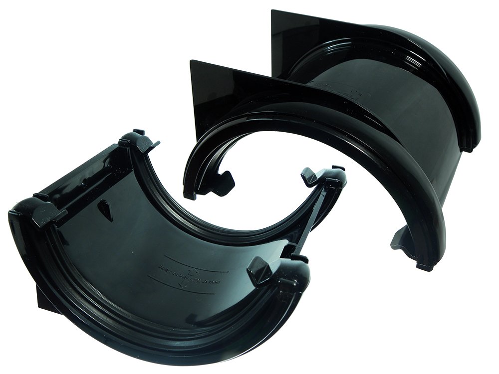 12 x Half Round Union Brackets DOWNPIPE Support Bracket Black 112mm ...