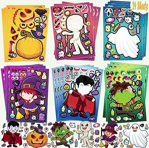 Amazon.com: LINAYE 48 Sheets Halloween Stickers Crafts for Kids ...