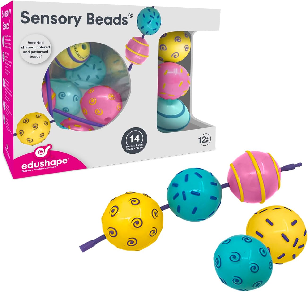 Amazon.com: Edushape Sensory Beads Connecting Toys for Baby - Large Textured Solid Color Pop ...