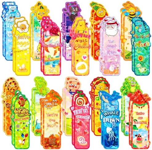 36pcs Scented Bookmarks Fruit Scratch, Sniff Bookmarks Fruit Cute Fun ...