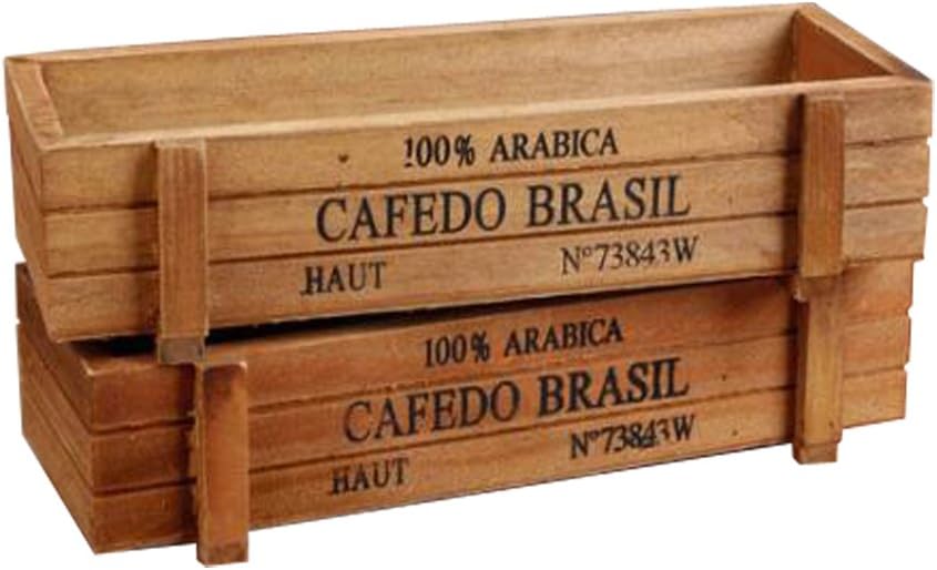 AmgateEu 2 piezas rectangular rústico maceta de madera caja contenedora ...