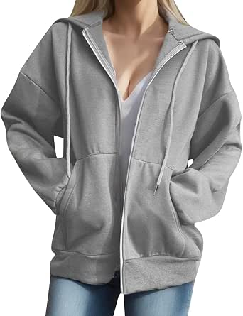 joysale Oversized Hooded Zipper Outerwear Hooded Warmlightweight ...