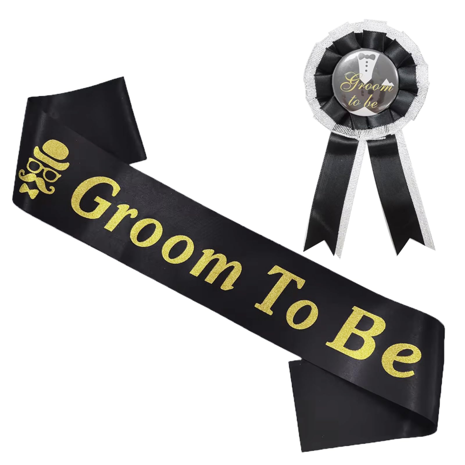 TOPWAYS Stag Party Accessories Groom to Be Sash Badge Set, Stag Do ...