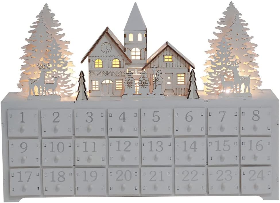Amazon.com: SAND MINE Countdown to Christmas Wooden LED Lighted Advent ...