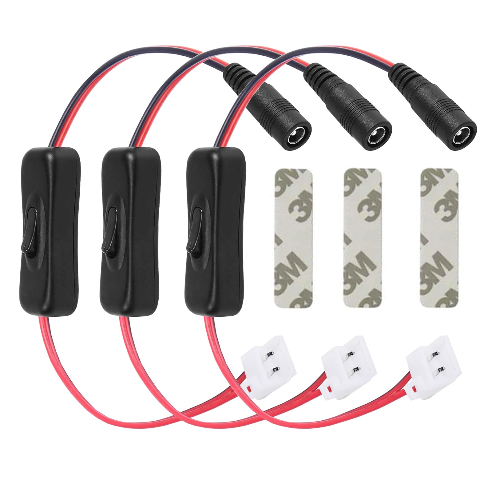 GXILEE 2 pin Led Strip Connector with Inline Switch, DC 5.5mm x 2.1mm ...