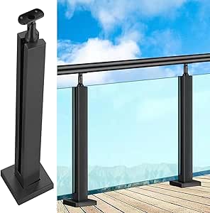 Amazon.com: KtaARU Balustrade Posts Black Glass Railing Posts Stainless ...