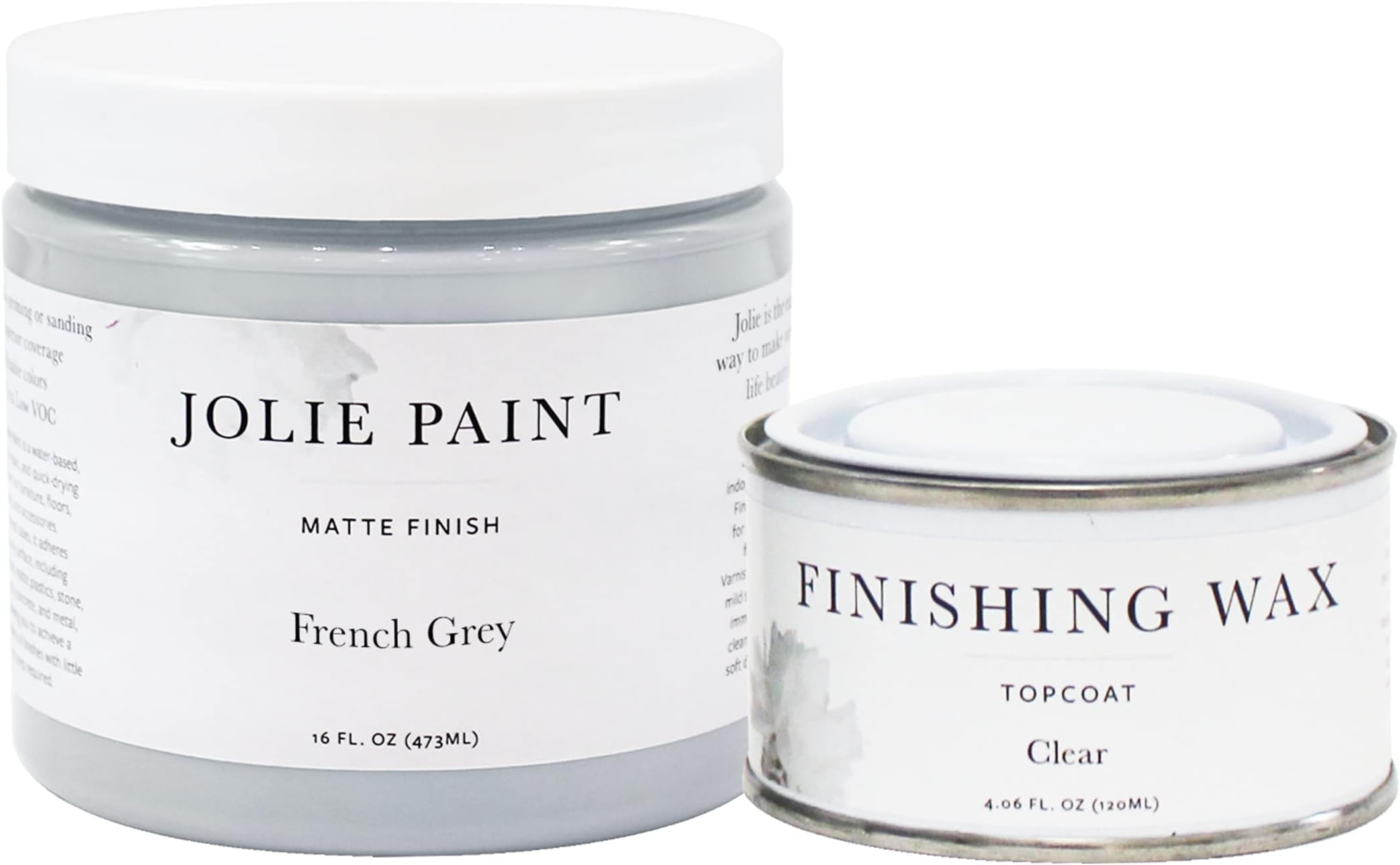 Jolie Paint and Finishing Wax Bundle - French Grey pint and Clear ...