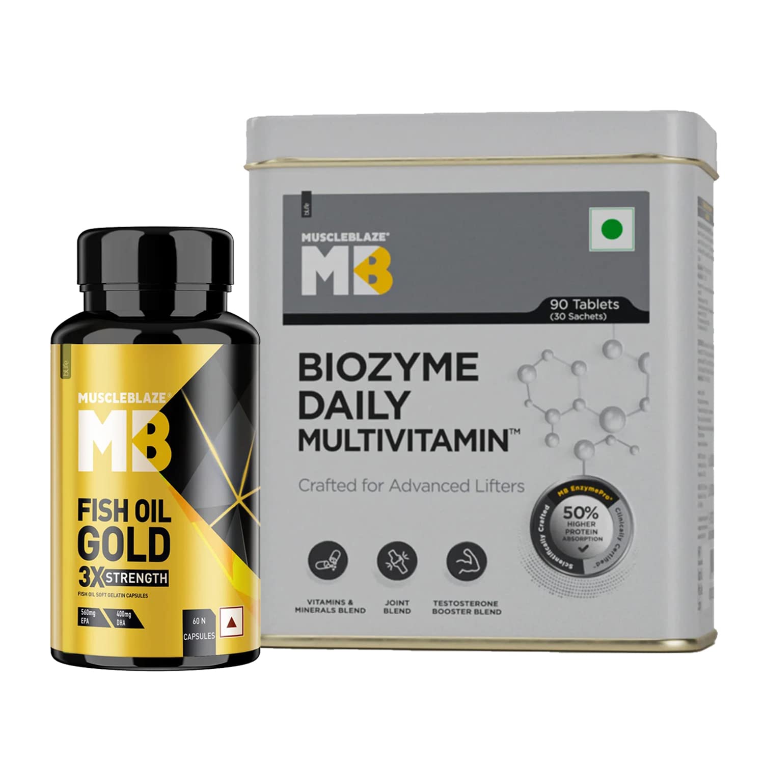 MuscleBlaze Biozyme Daily Multivitamin, 90 Tablets, with US Patent ...