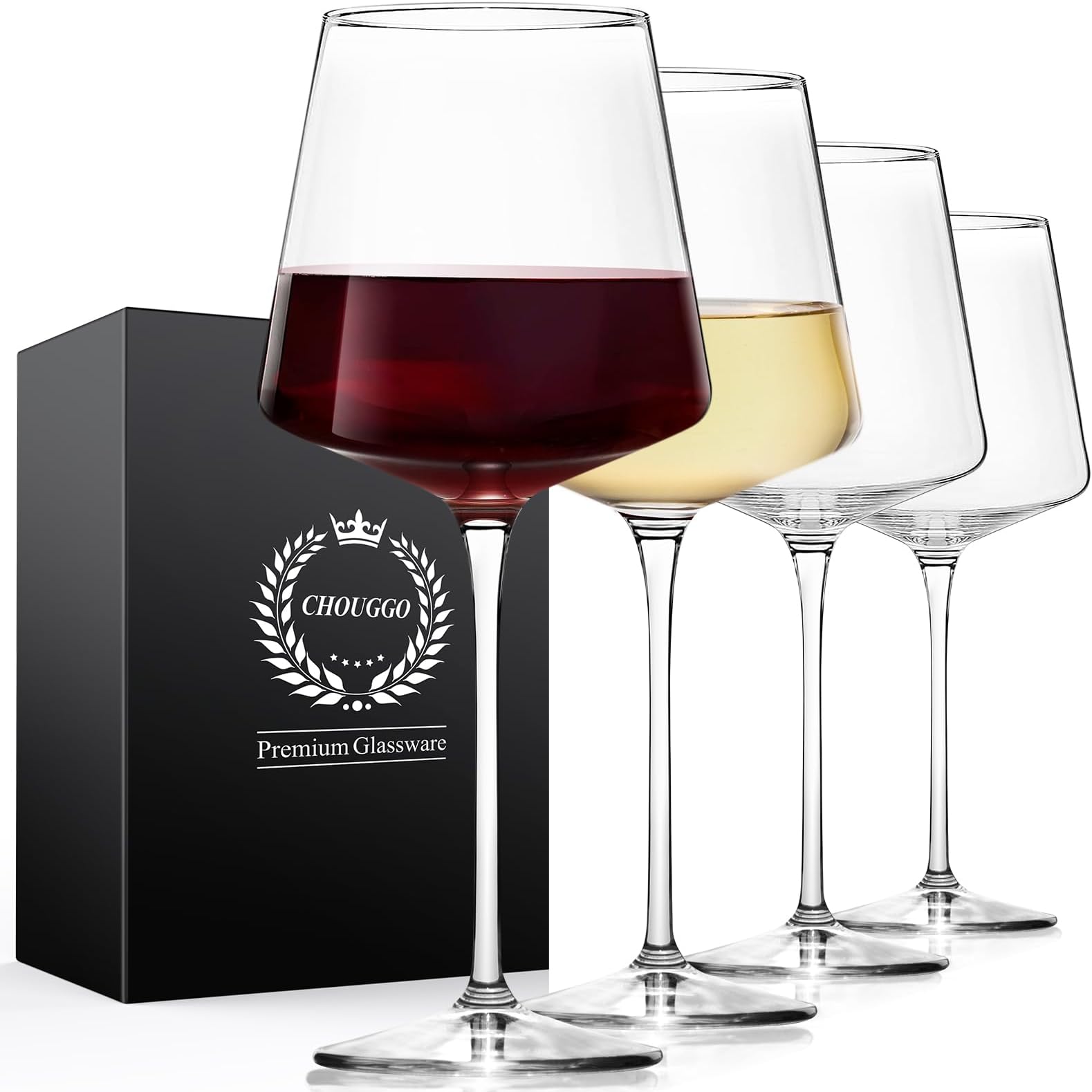 Amazon.com: PTSTING Wine Glasses Set of 4, 18oz Burgundy Wine Glasses ...