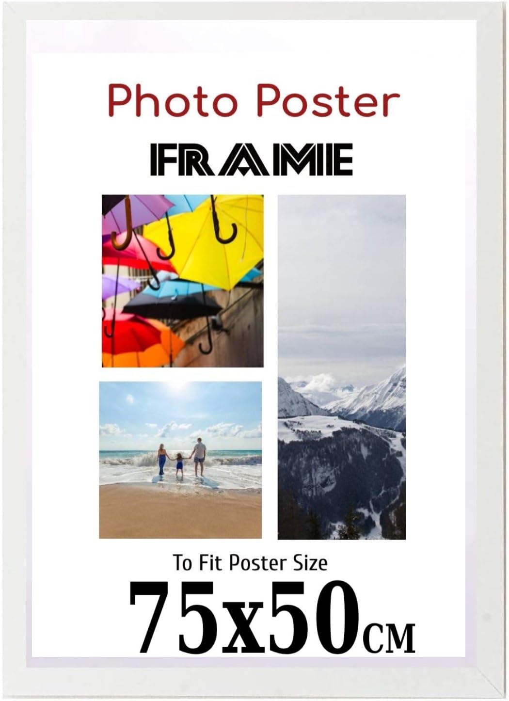 White 75x 50 cm Poster Frames - 75 x 50 cm Frame- Large MDF Wooden ...