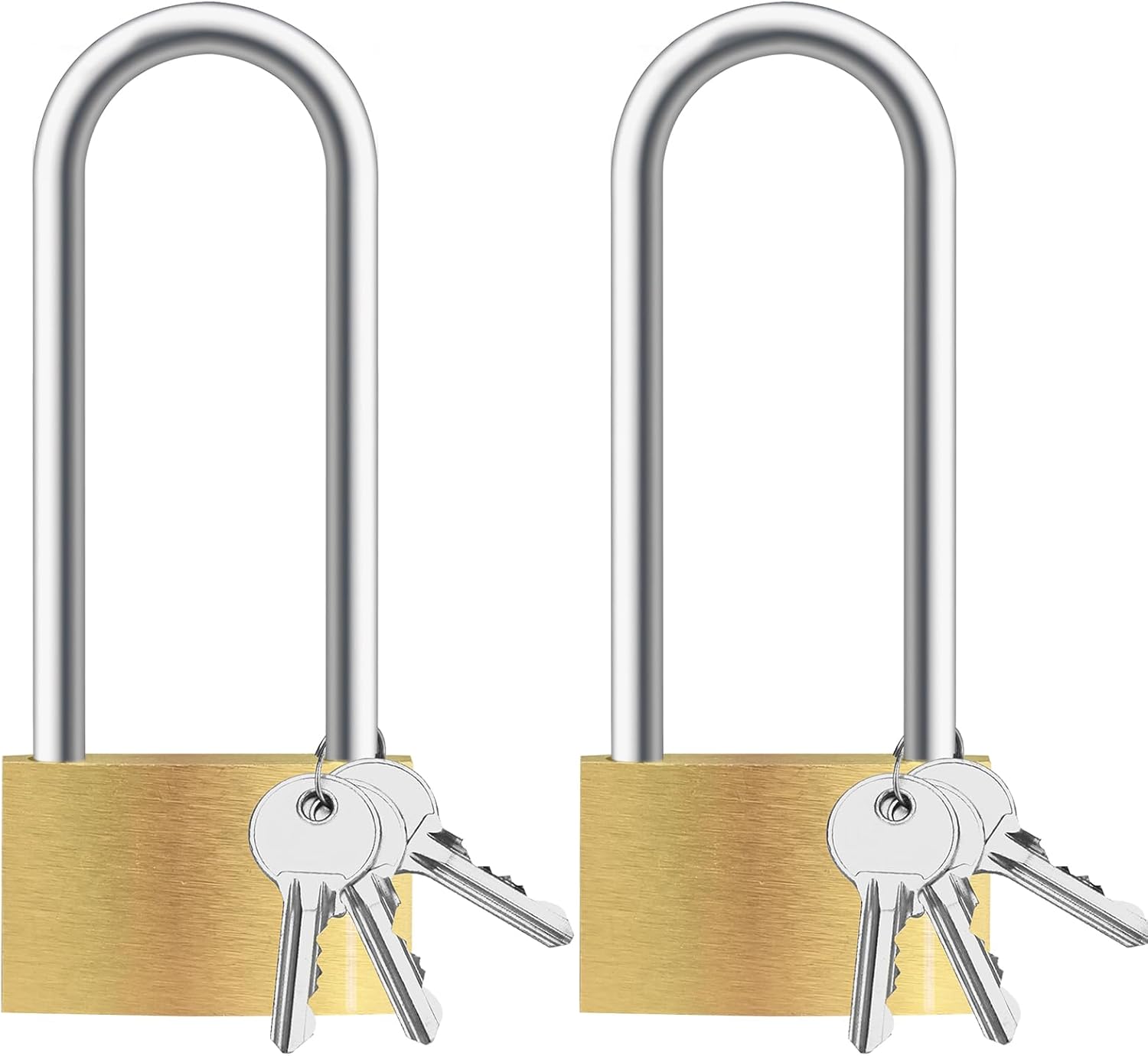 Faburo Keyed Padlock with 3 Keys, Lock Solid Brass Keyed Different Long ...