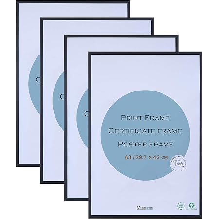 A3 Certificate Picture Frame,4 Pack Black Aluminum Photo Frame with ...
