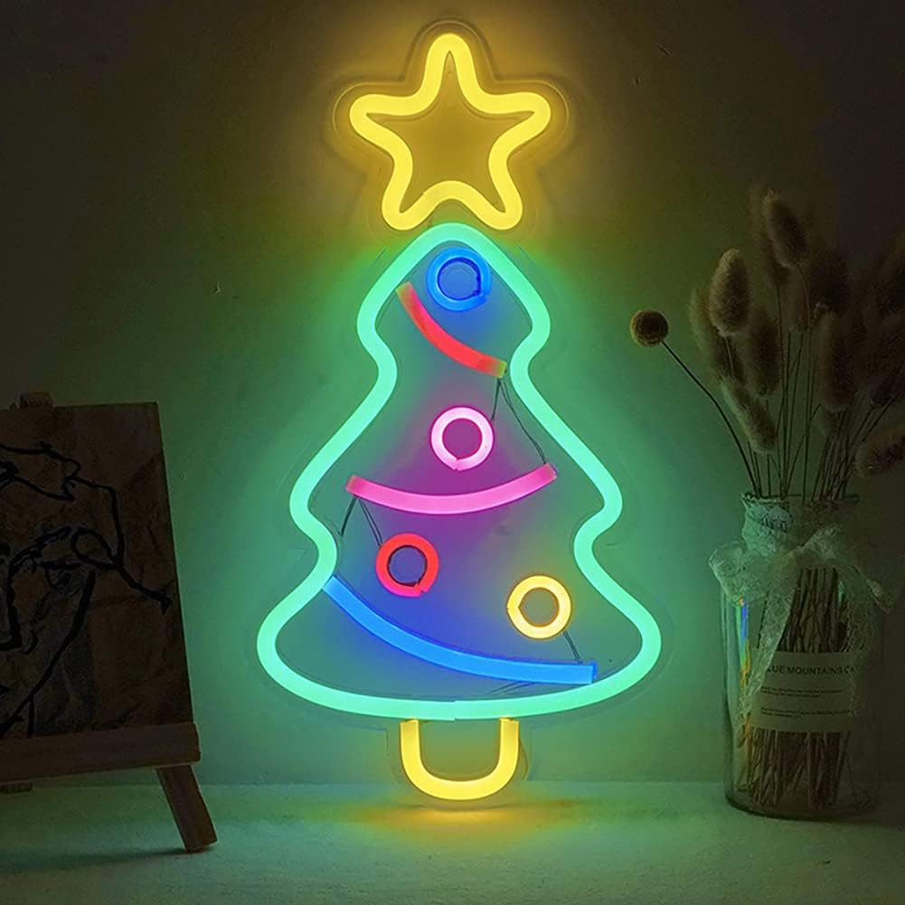Neon Christmas Tree, LED Neon Christmas Lights with 3D Xmas Tree Shape ...