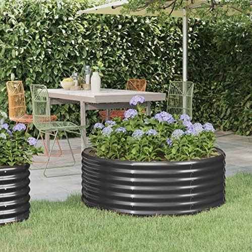 Festnight Hochbeet Metall Rund 100x100x36 cm Anthrazit Hochbeete für ...
