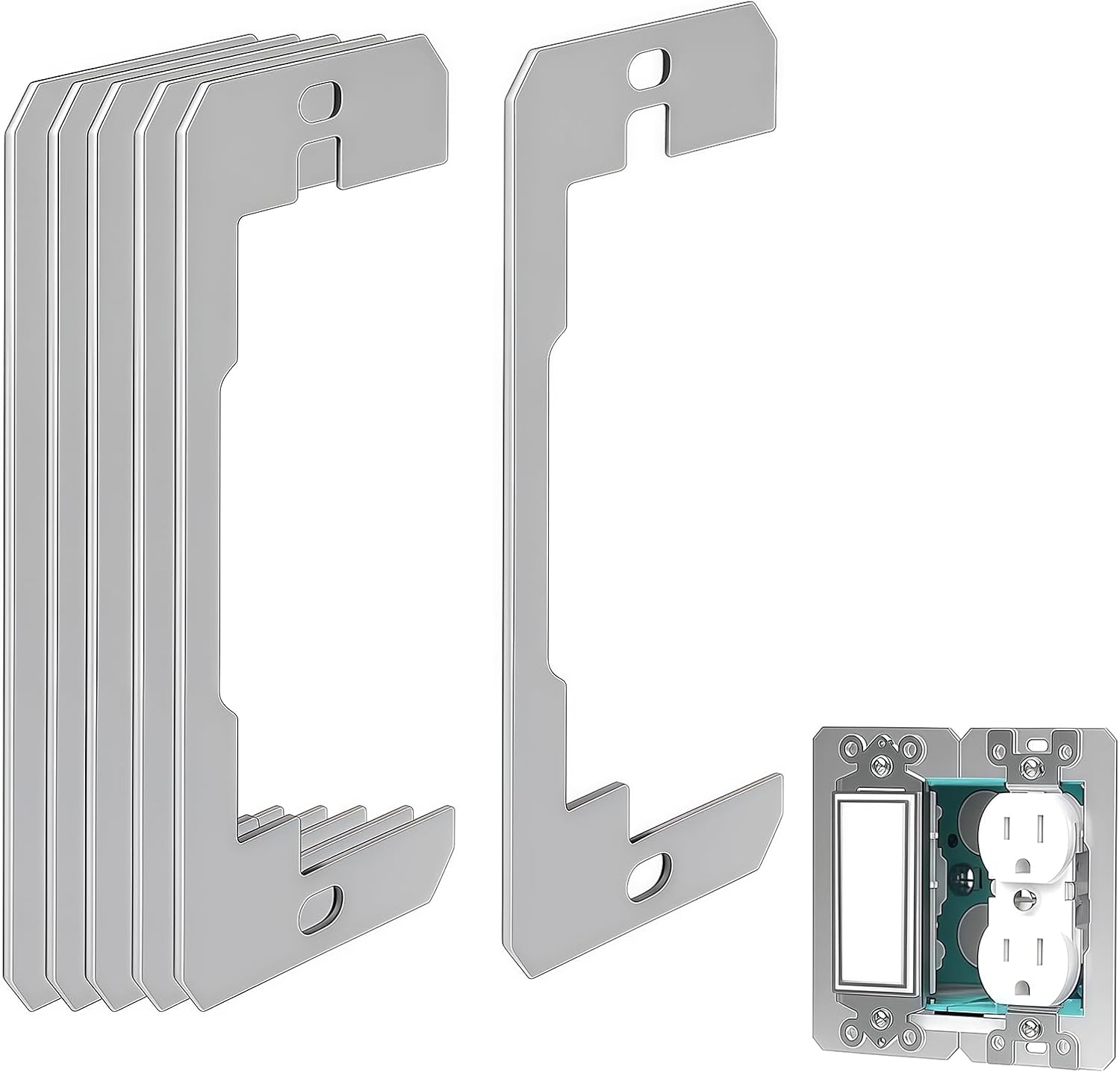 6-Pcs Stainless Steel Wall Plate Spacers - Flush Fit Electrical Outlet ...