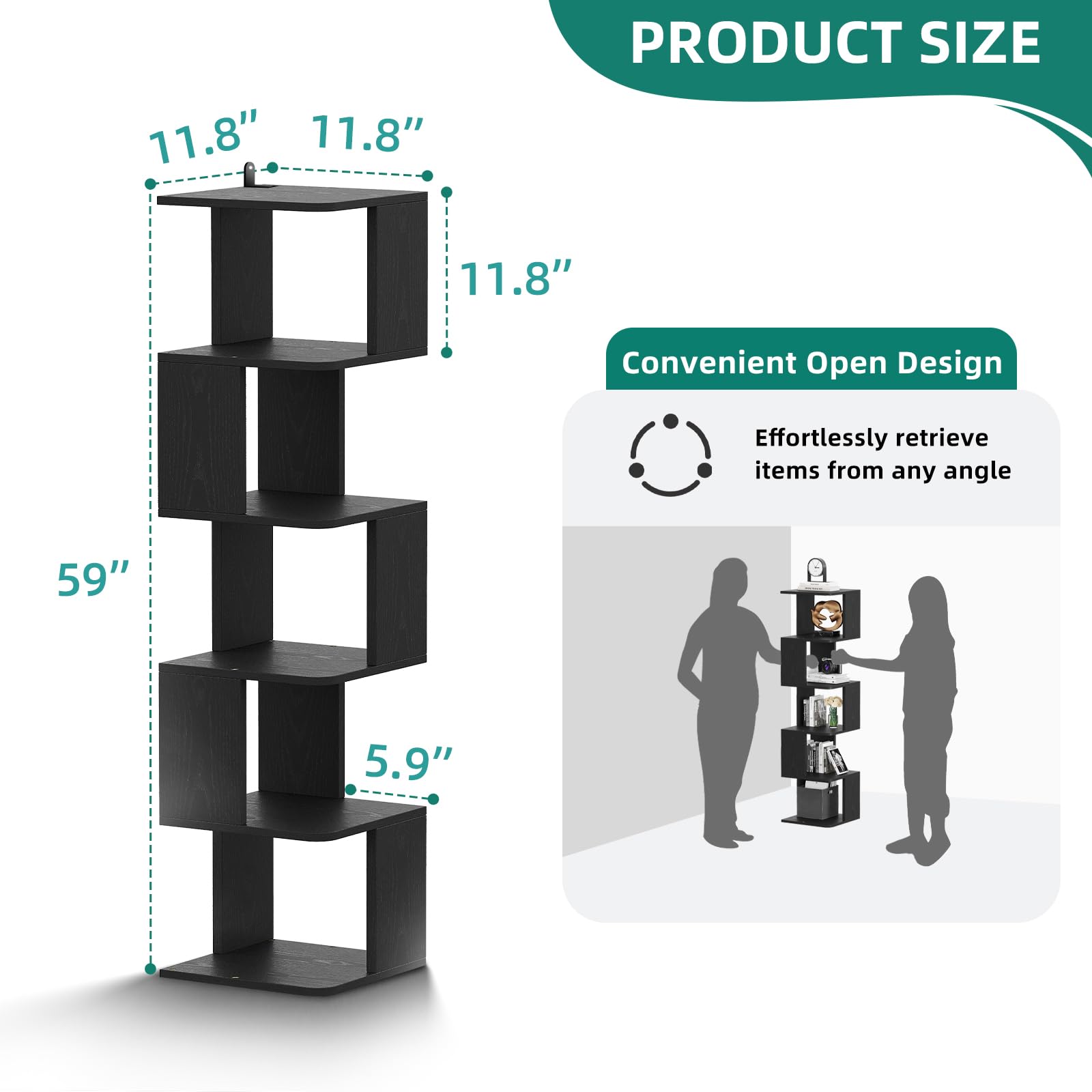 Snapklik.com : Narrow Bookshelf For Small Spaces, Modern 5 Tier ...