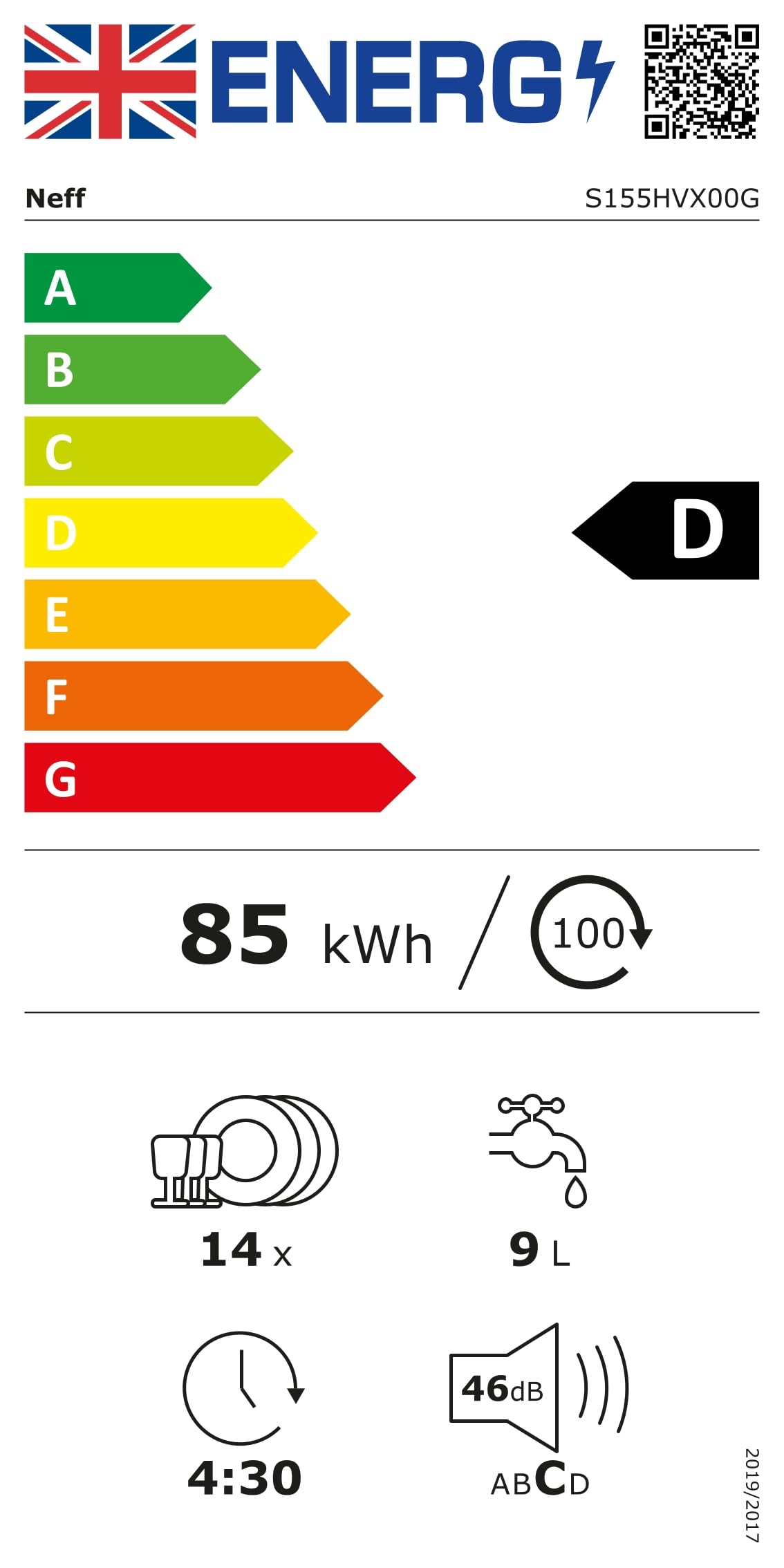 Neff S155HVX00G N 50, Built-in Fully-integrated dishwasher 60 cm ...