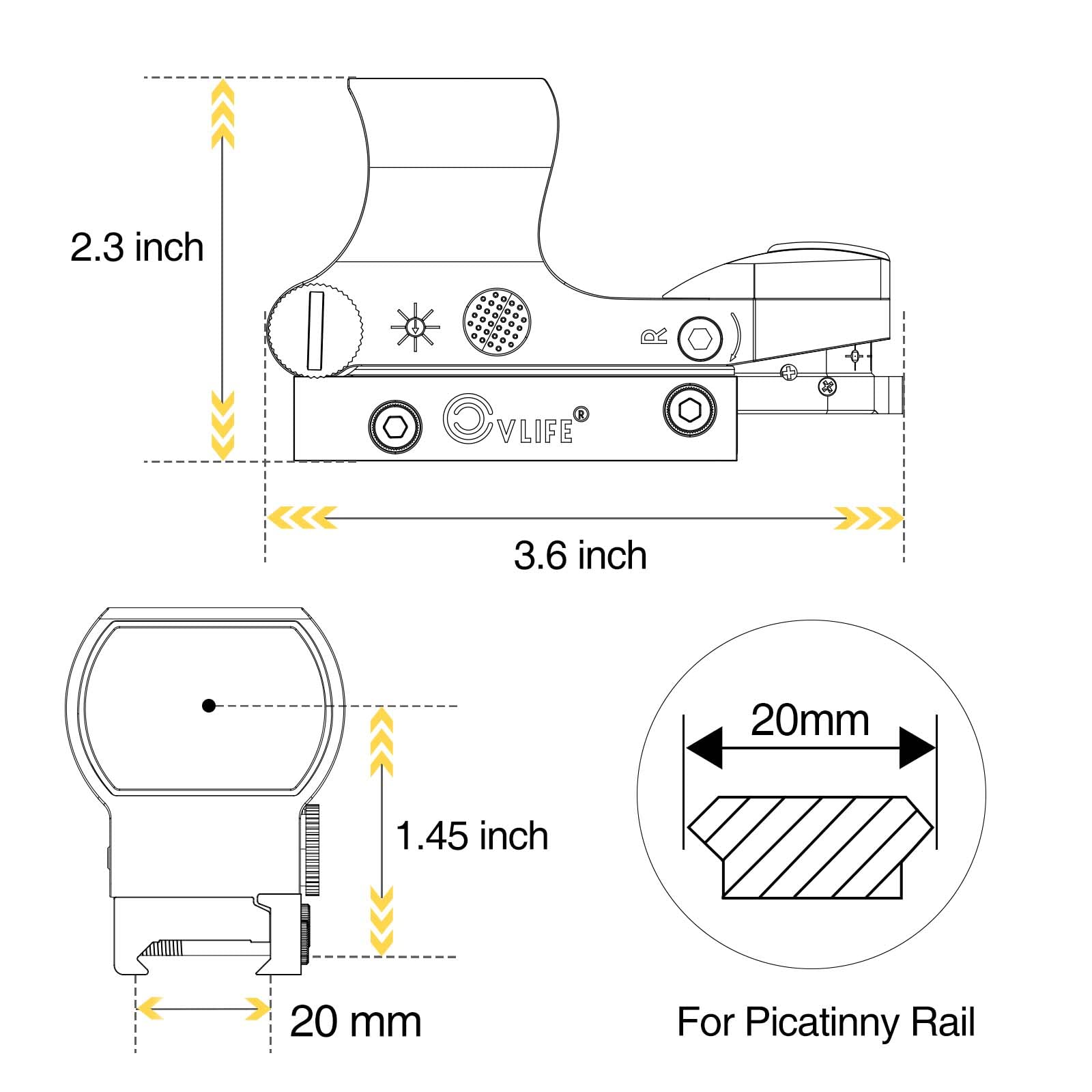 Snapklik.com : Reflex Sight, 1x28x40mm Red Dot Sight, 4 Adjustable ...