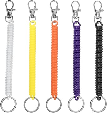 Amazon.com: PATIKIL Retractable Coil Springs Keychain, 5 Pack Anti-lost ...