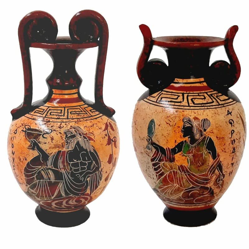 Amazon.com: Set of 2 multicolor vases 13,5cm,Ancient Greek Pottery ...