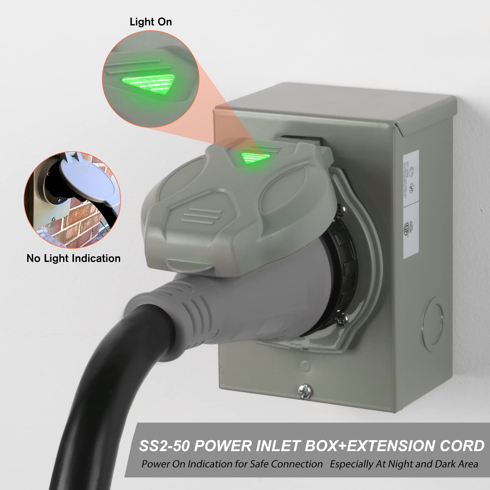 Snapklik.com : PAULINN 50 Amp Generator Cord 15FT & Power Inlet Box ...