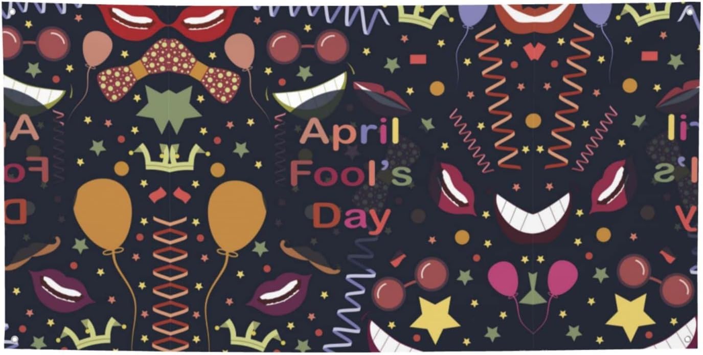 Amazon.com: Happy April Fools' Day Funny Pattern Party Banner Backdrop ...