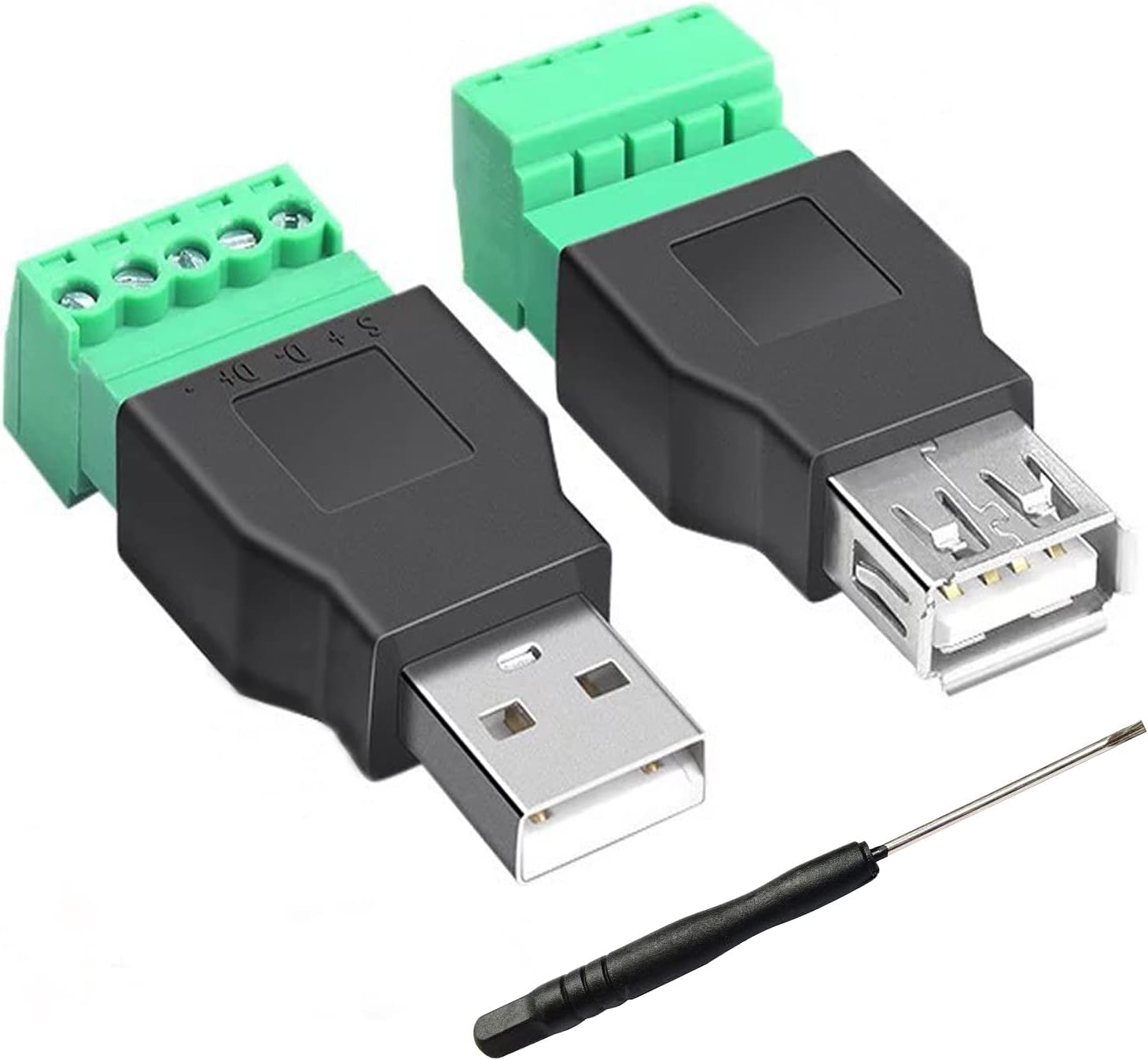 BRIEFCEC 2pcs USB 2.0 Screw Connector USB Terinal Adapter Converter ...