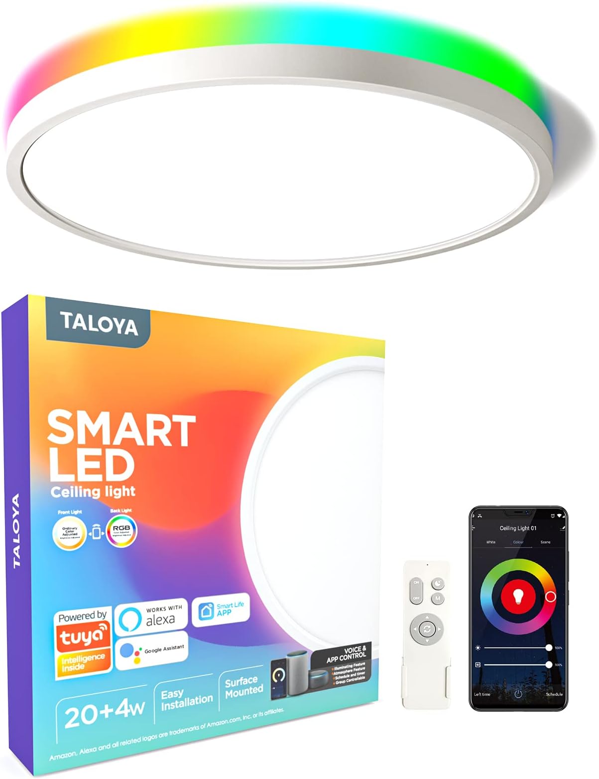 Smart Ceiling Light Work with HomeKit, Alexa and Google Home RGBCW LED ...