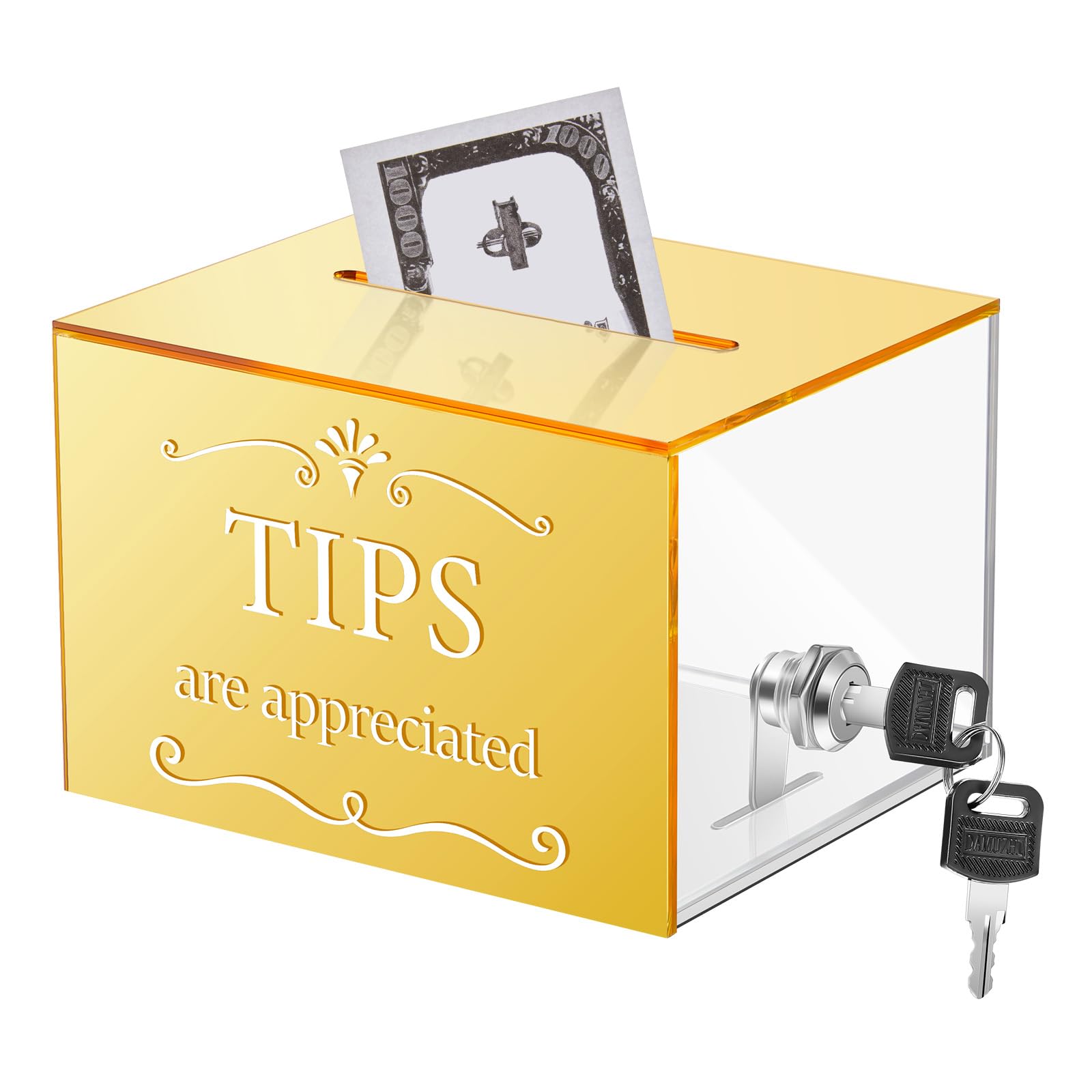 Amazon.com : Vesici Acrylic Tips Jar Donation Tip Bucket 6 x 4 x 5 Inch ...