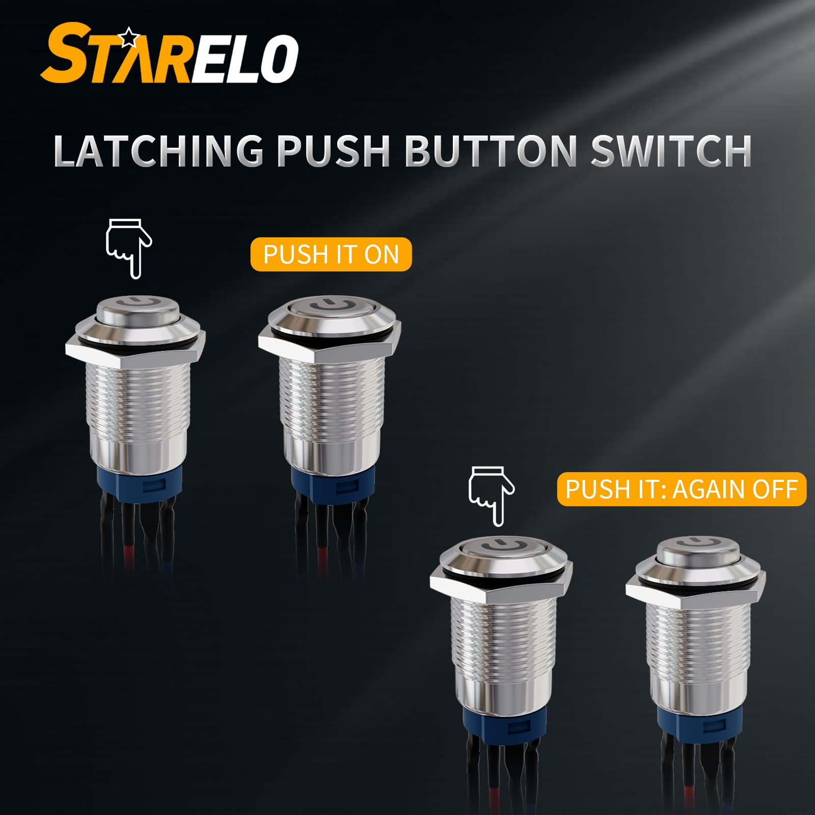 Snapklik.com : STARELO 5PCS 12mm Latching LED Push Button Switch Mini ...