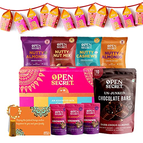 Open Secret Snacks Gifts Hamper I Nuts Combo, Dark Chocolate, Brownies ...