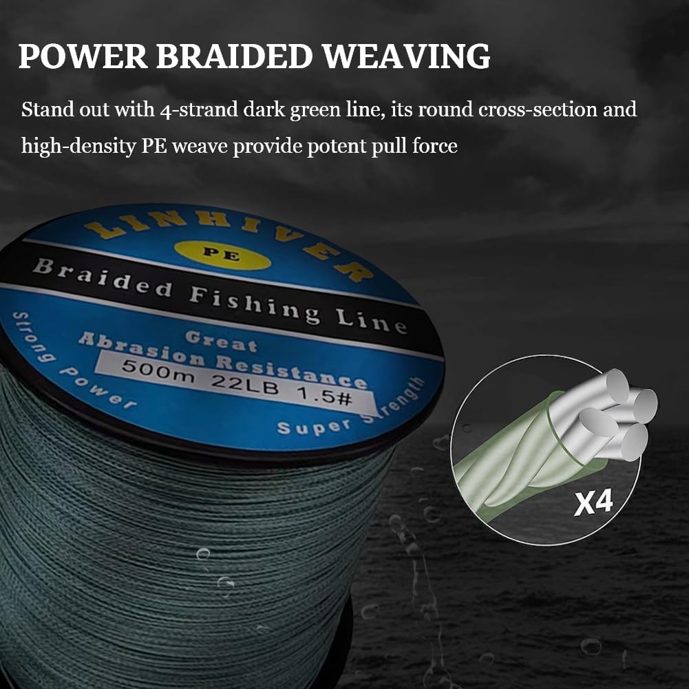 4 Strands Braided Fishing Line, Super Strong PE Abrasion Resistant ...