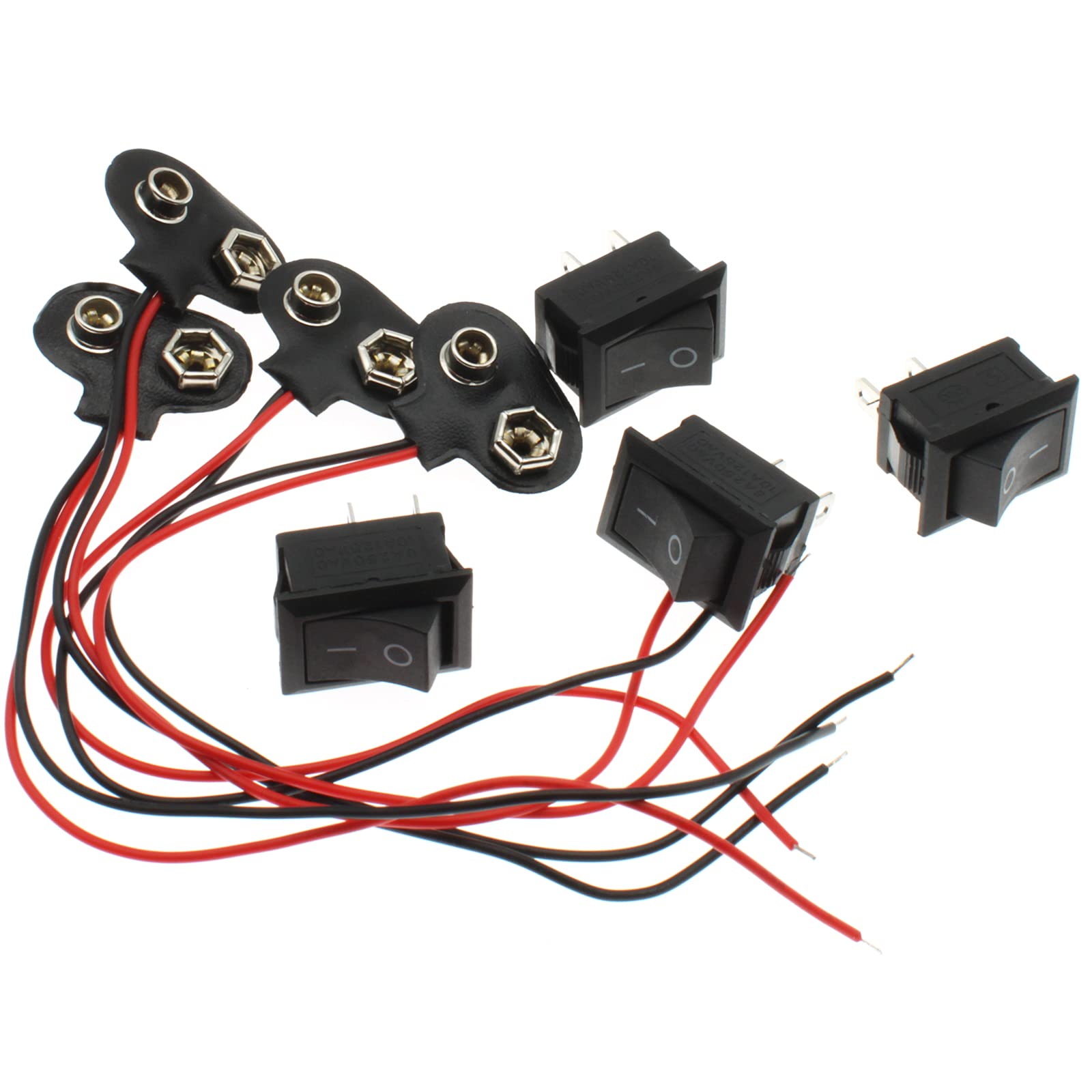On Off Boat Shape Switch With 9V Battery Clip Connector 4 Sets Mini ...
