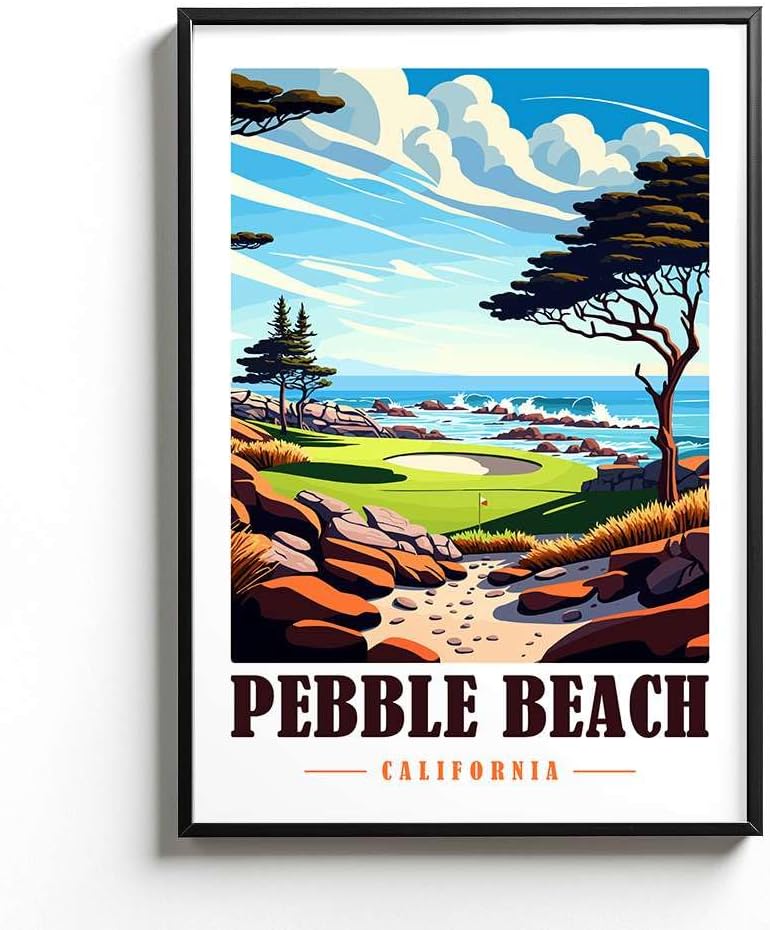 Amazon.com: InkTitis Pebble Beach Poster - California Golf Minimalist ...